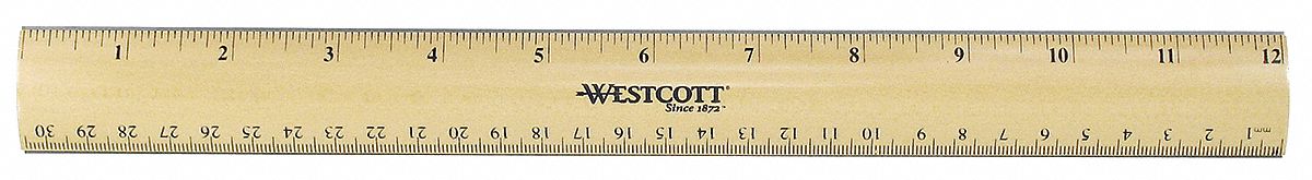 Ruler,12 Inch,Rounded Bevel Wood Ruler - Grainger