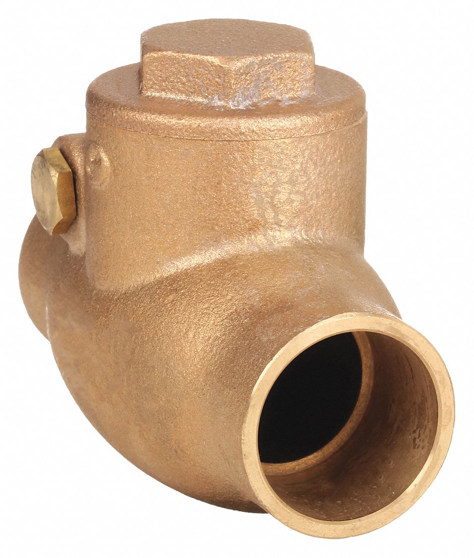 Check Valve, 1 in, Single, Inline Swing, Bronze, Sweat x Sweat - Grainger