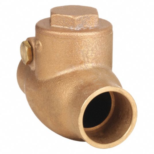 Check Valve, 1 in, Single, Inline Swing, Bronze, Sweat x Sweat - Grainger