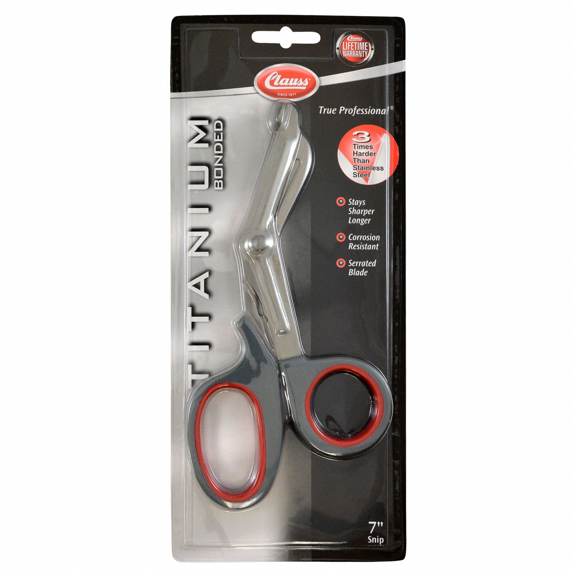 CLAUSS Fabric Shears: Ambidextrous, 7 in Overall Lg, Serrated, Titanium ...