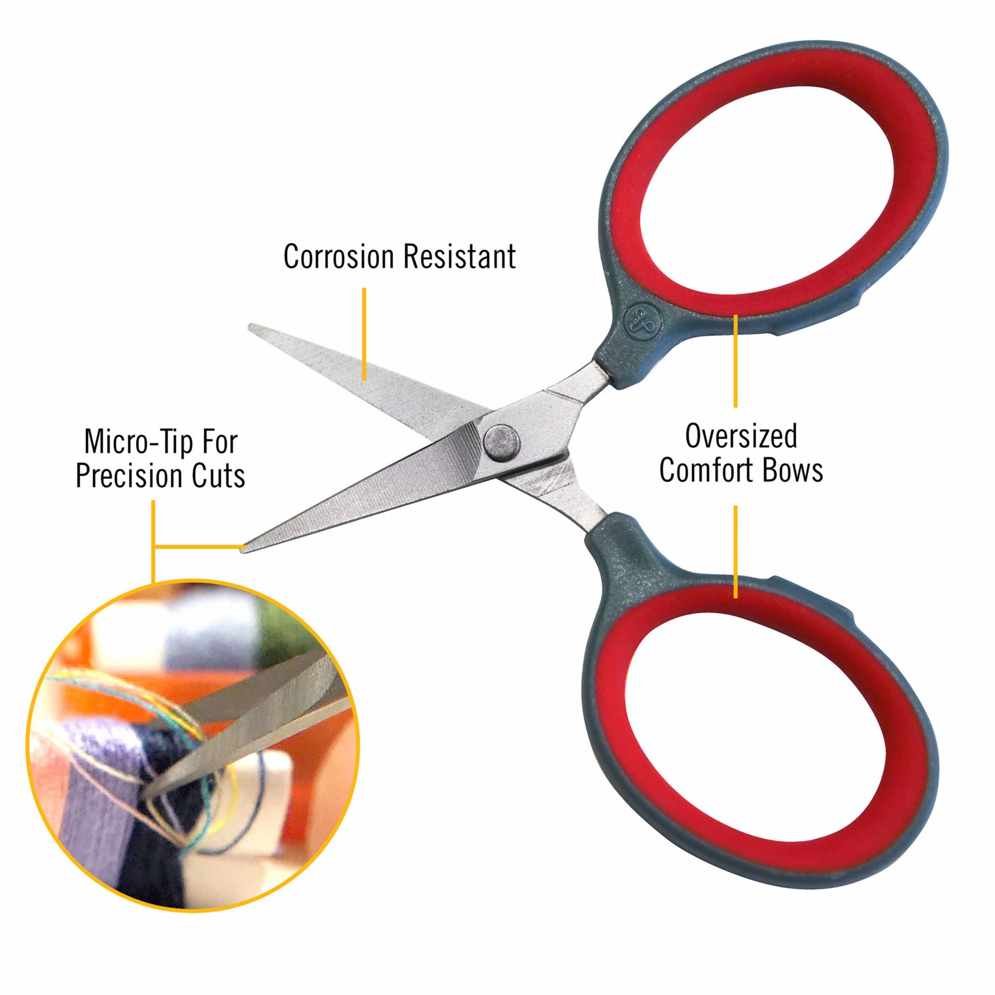 CLAUSS Fabric Shears: Ambidextrous, 3 in Overall Lg, Straight, Titanium ...