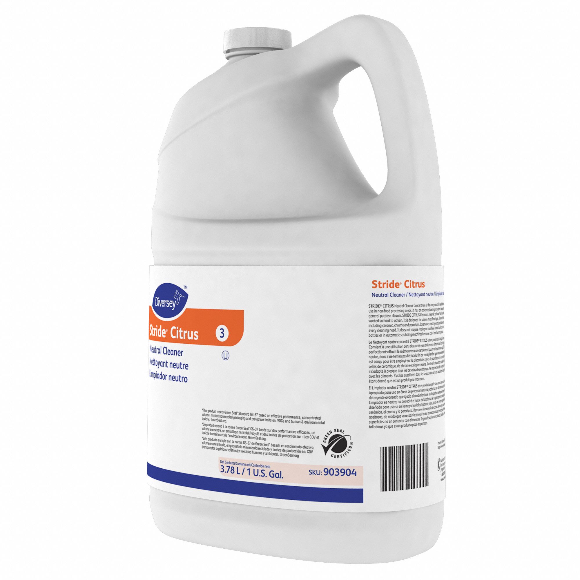 DIVERSEY Neutral Floor Cleaner: Jug, 1 gal Container Size, Concentrated ...