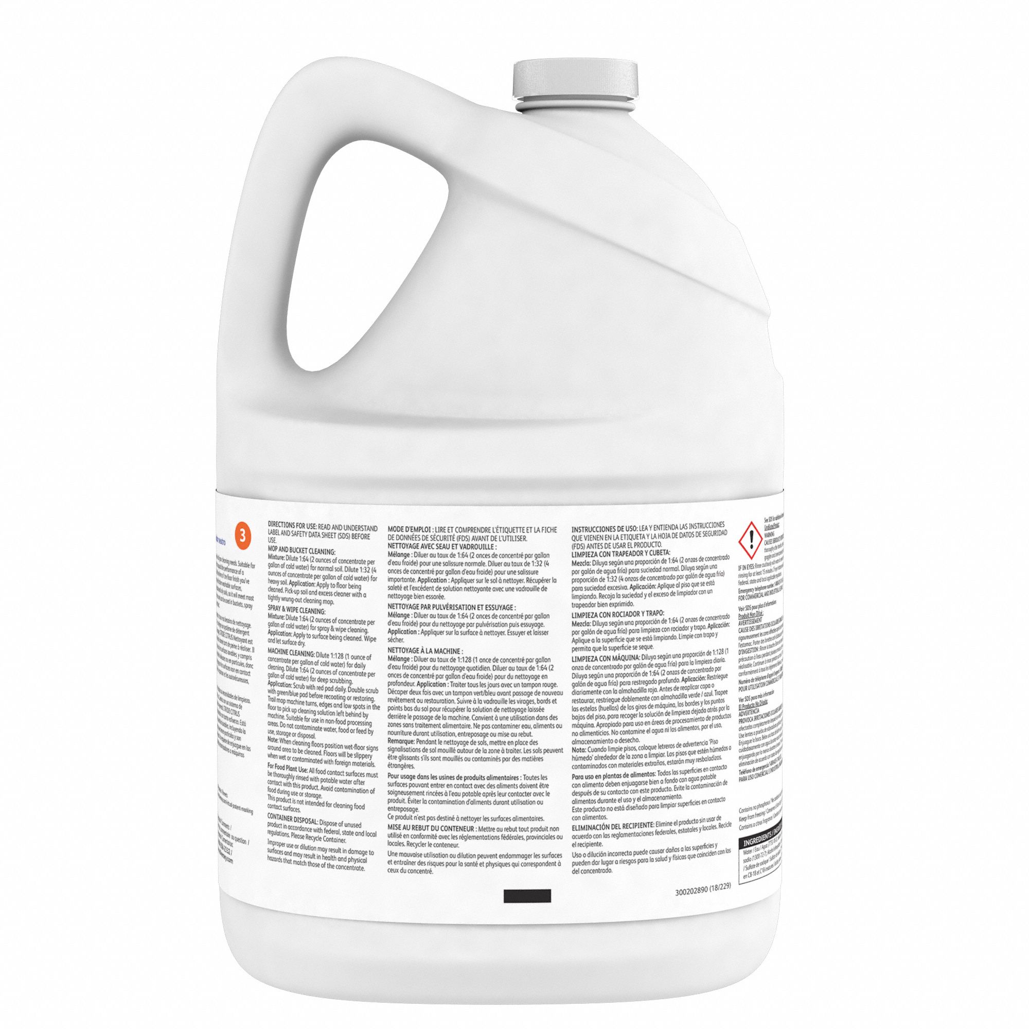 DIVERSEY Neutral Floor Cleaner: Jug, 1 gal Container Size, Concentrated ...