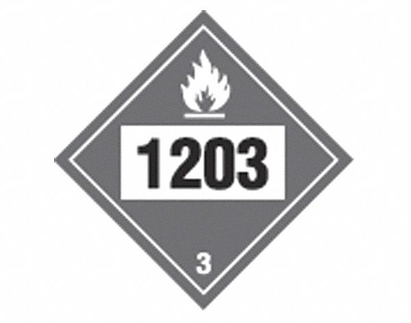BRADY FLAMMABLE LIQUID GASOLINE PLACARD, 10 3/4 IN, STYRENE - DOT and ...