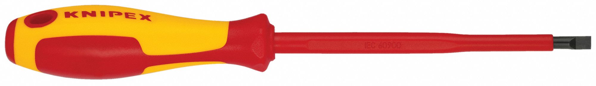 KNIPEX, 1/4 in Tip Size, Long Lg, Insulated Slotted Screwdriver ...