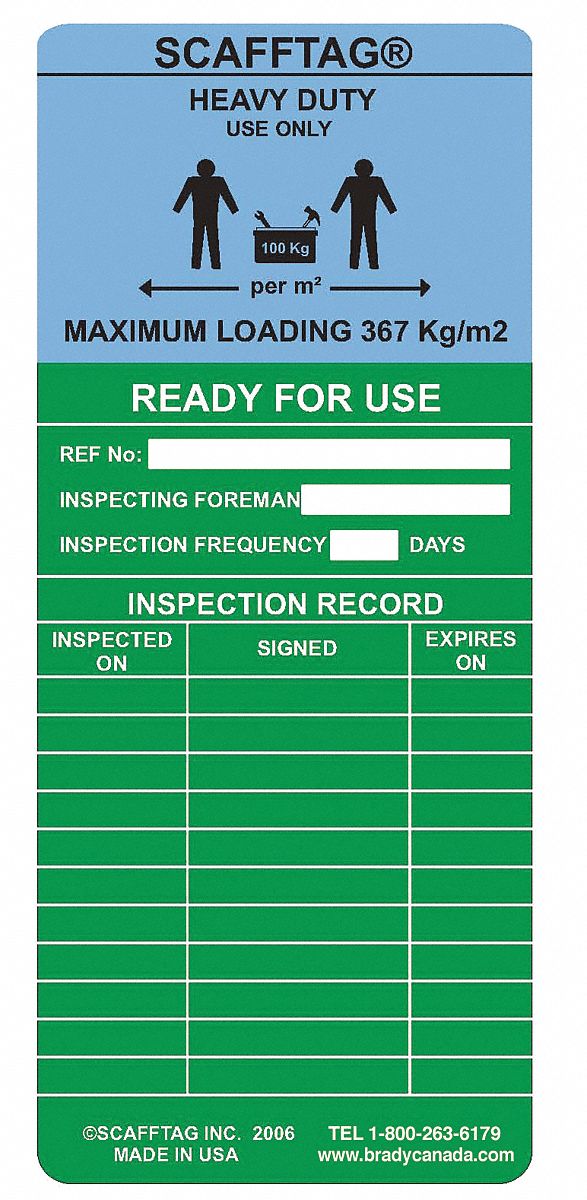 BRADY SCAFFTAG INS HEAVY DUTY READY - 1005915 - BDY108353 | SCAF ...