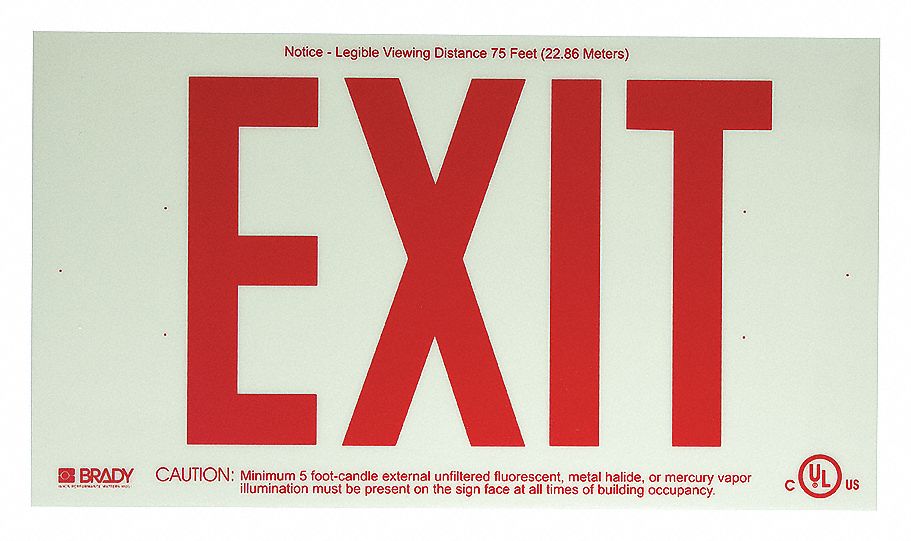 BRADY RED WALL MOUNTED EXIT SIGN - Exit and Entry Signs - BDY90885B ...