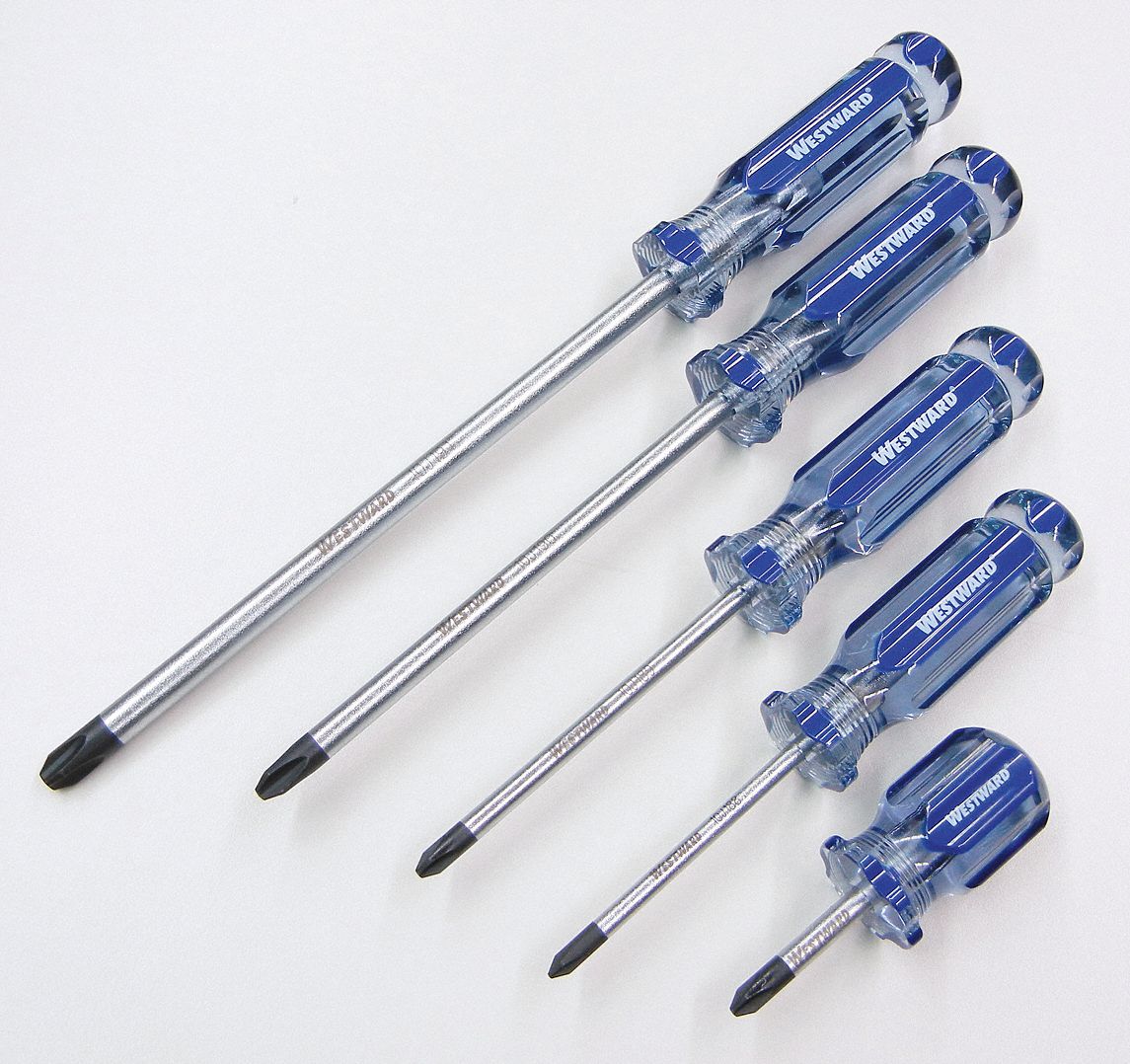 WESTWARD Screwdriver Set, #1, #2, #3, #4, Phillips, Number of Pieces 5 ...