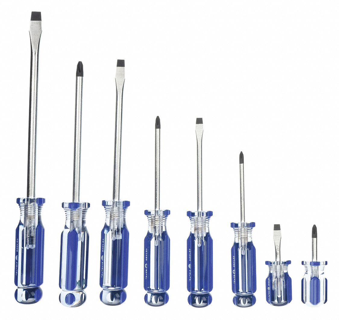 WESTWARD, 8 Pieces, Phillips/Slotted Tip, Screwdriver Set - 10J220 ...