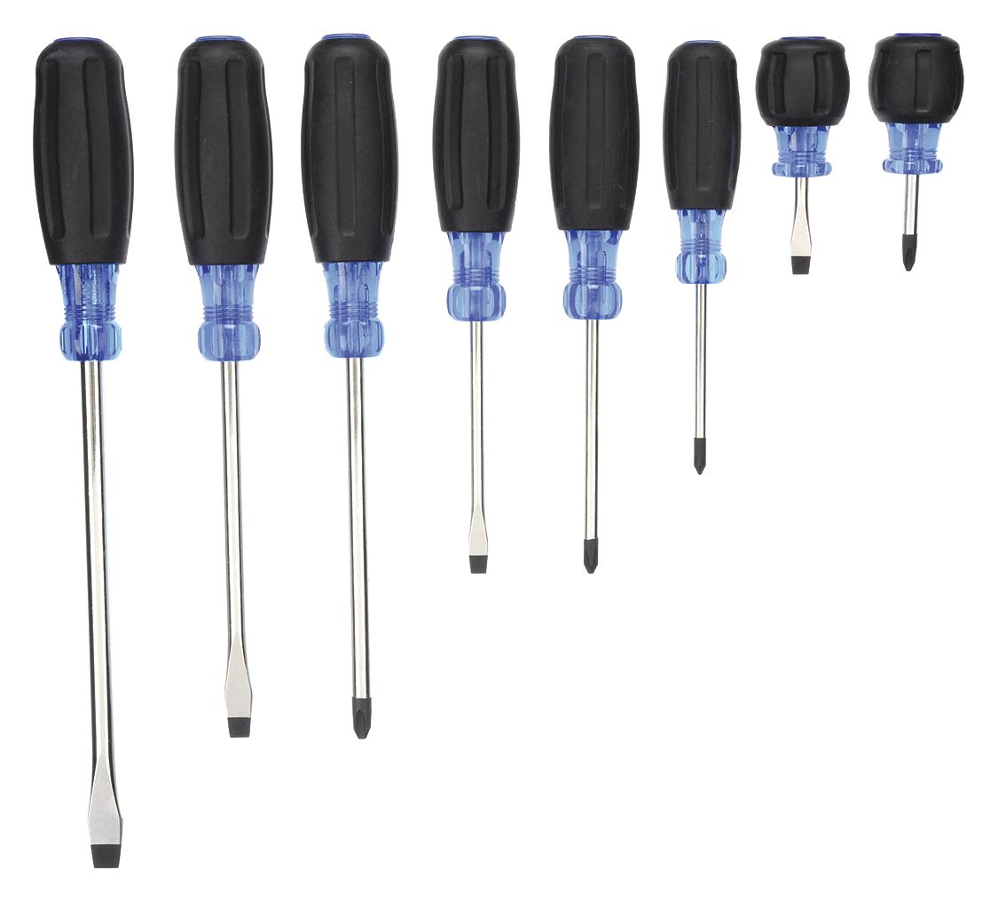 WESTWARD, 8 Pieces, Phillips/Slotted Tip, General Purpose Screwdriver ...