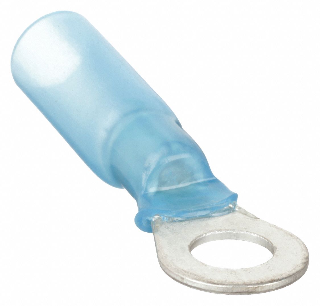 TE CONNECTIVITY, Heat Shrink (Polyolefin), Blue, Ring Terminal - 10K439 ...