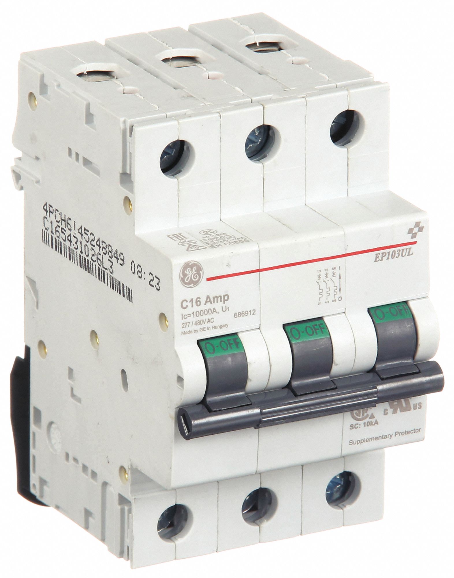 ABB Protector Suplementario,16 Amperes,Número de Polos: 3,277/480VCA Voltaje Nominal (CA ...