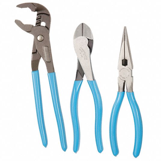 CHANNELLOCK Plier Set: 3 Pliers, Std Cushion Grip, Manual - 10N539|GLS ...