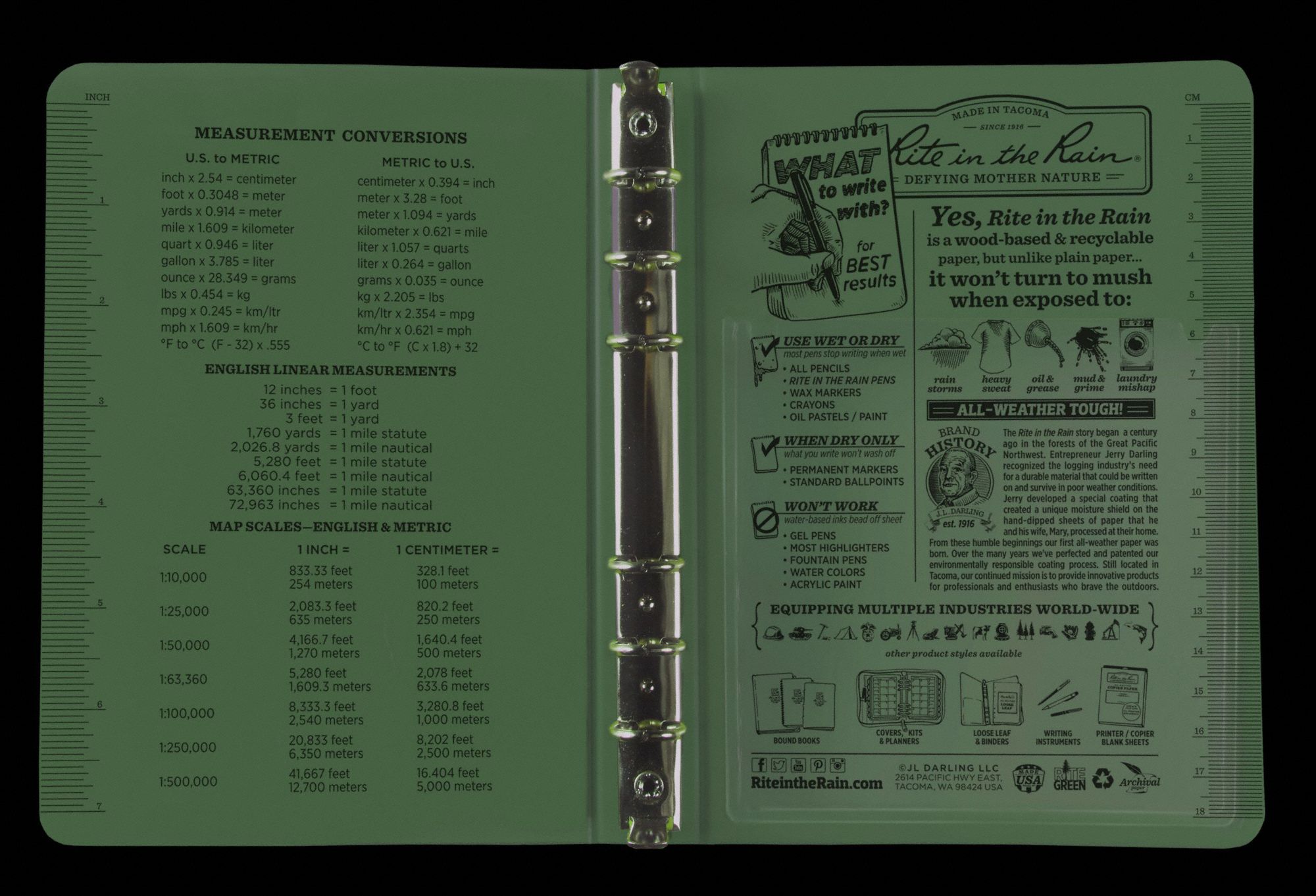 RITE IN THE RAIN 6-Ring Field Binder: 1/2 in Ring Size - Binders, Round ...