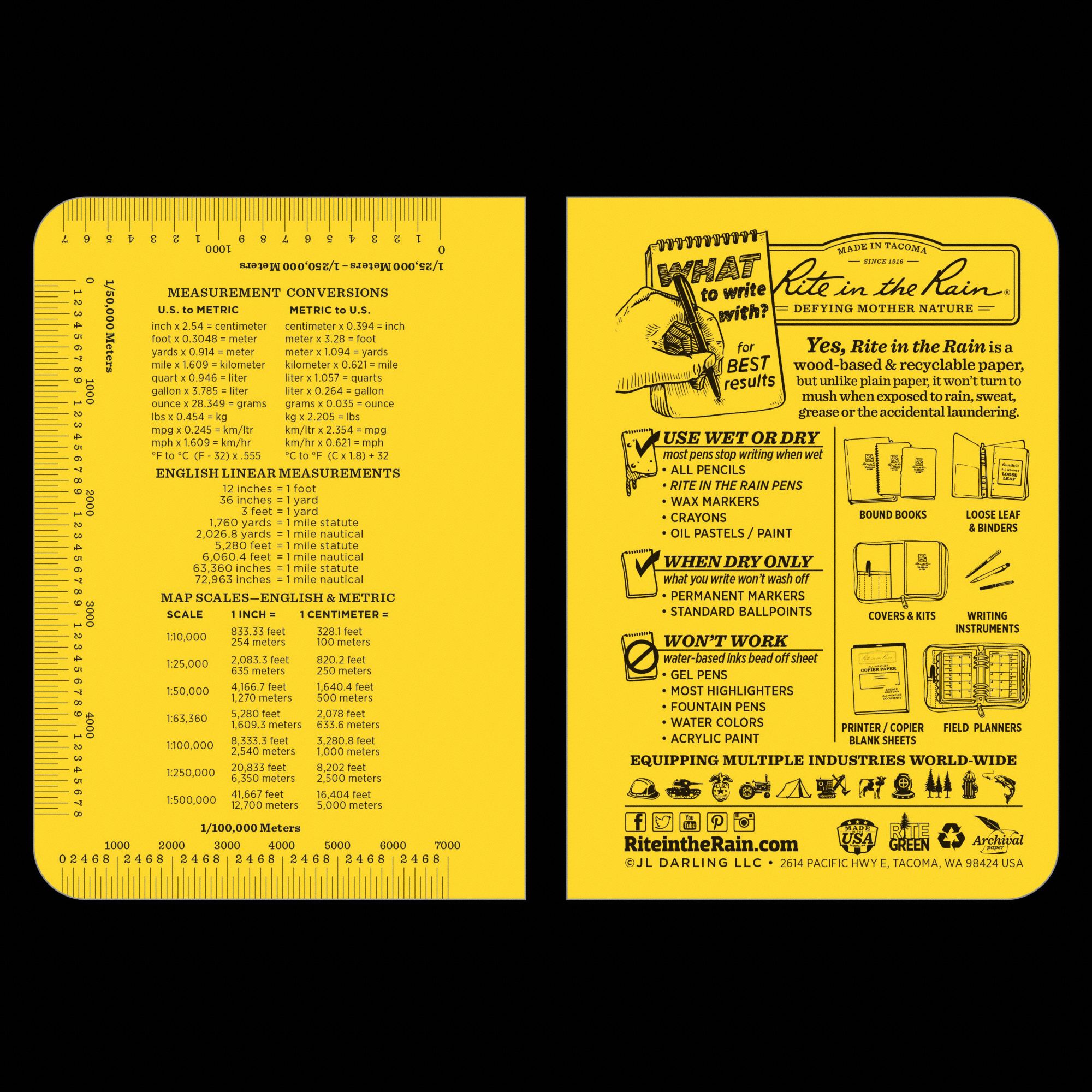 RITE IN THE RAIN All Weather Notebook: 3-1/2 in x 5 in Sheet Size ...