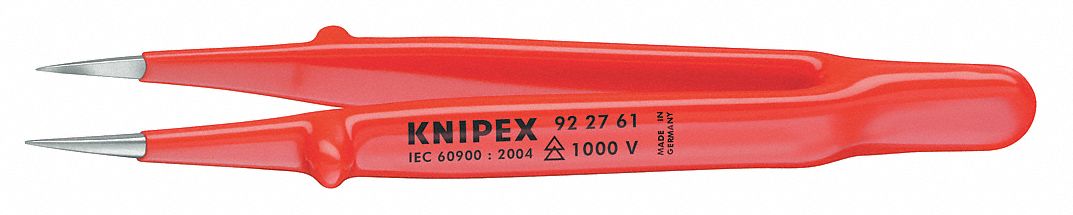 KNIPEX, Stainless Steel, Straight Tip, Precision Tweezers - 10U060|92 27 61 - Grainger