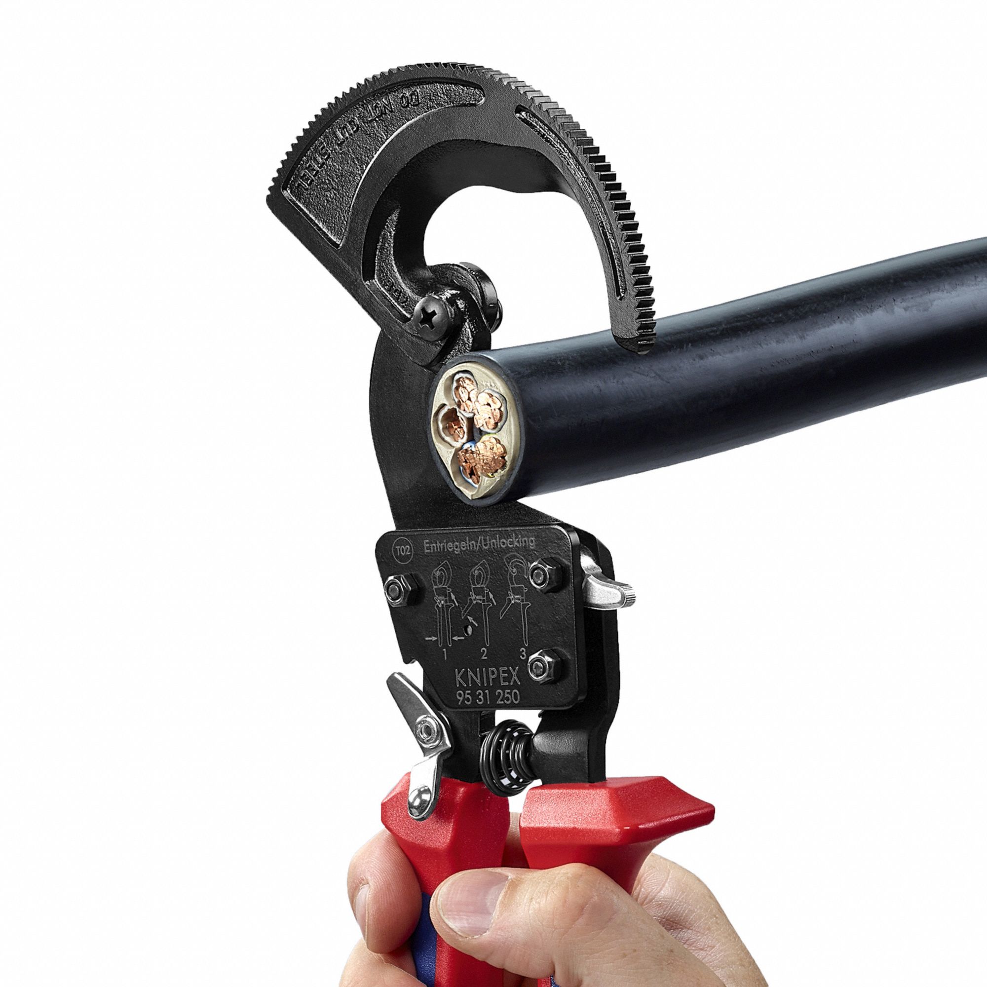 KNIPEX Ratchet Cable Cutter: Multi-Component, Shear, For 1 1/4 in Max ...