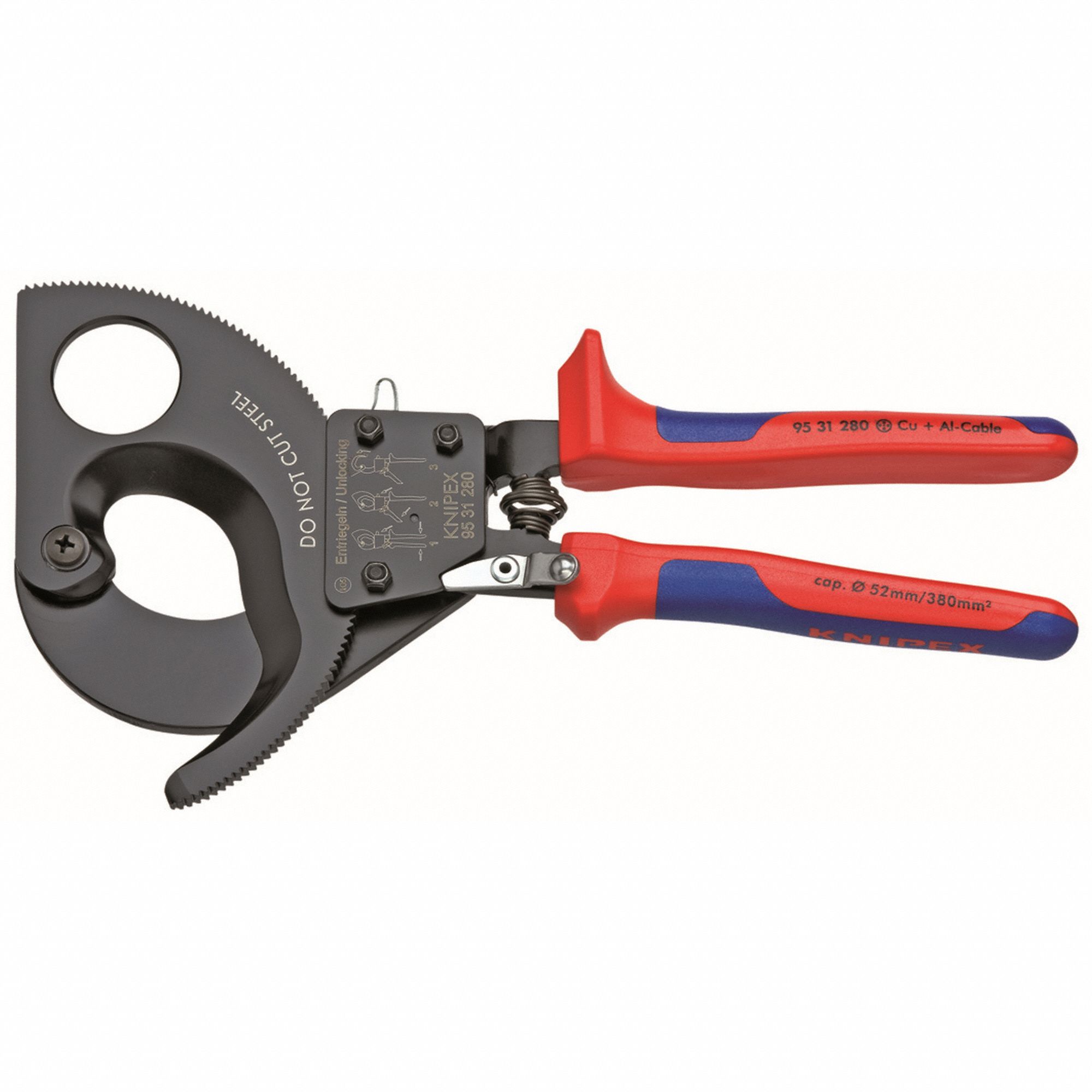 KNIPEX, Multi-Component Handle, Shear, Ratchet Cable Cutter - 10U148|95 ...