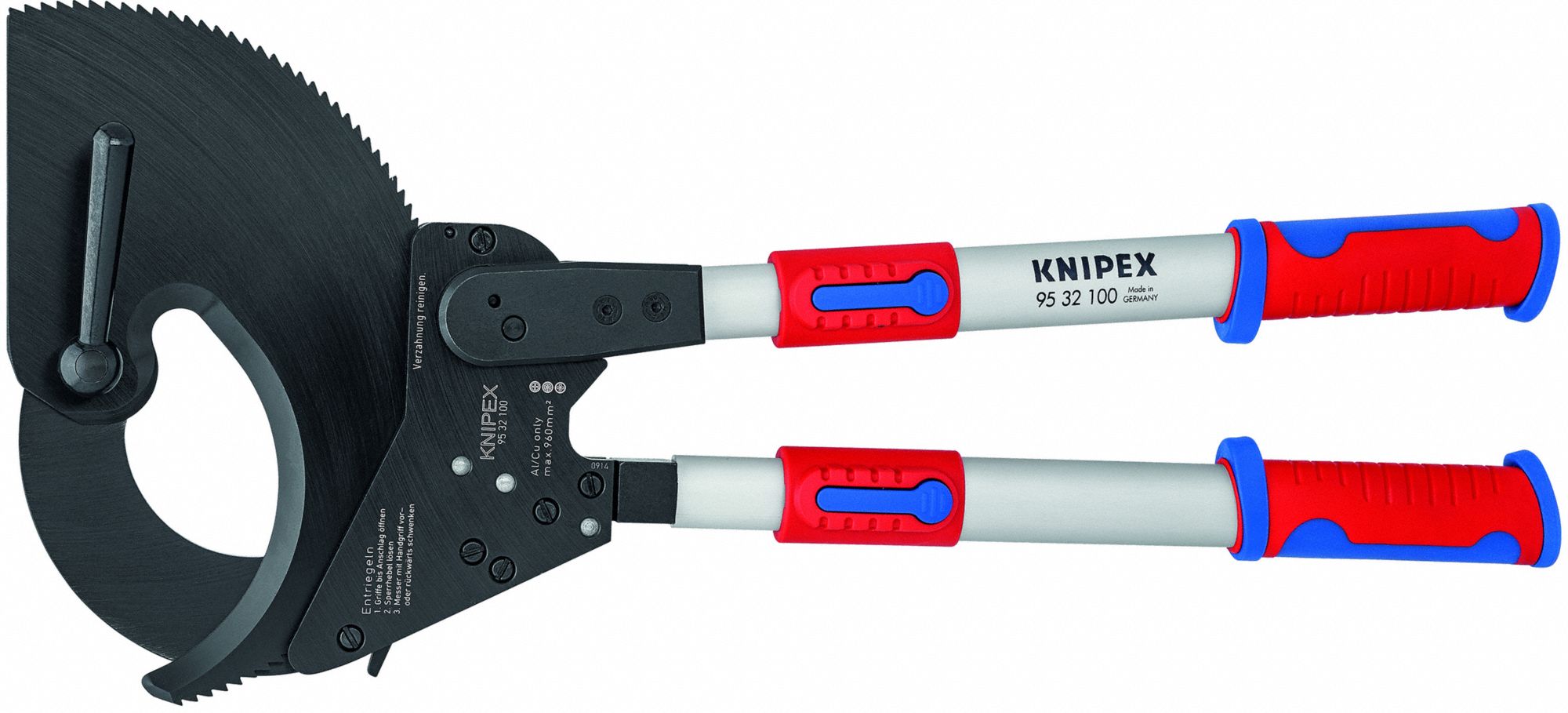 KNIPEX, Multi-Component Handle, Shear, Ratchet Cable Cutter - 10U151|95 ...