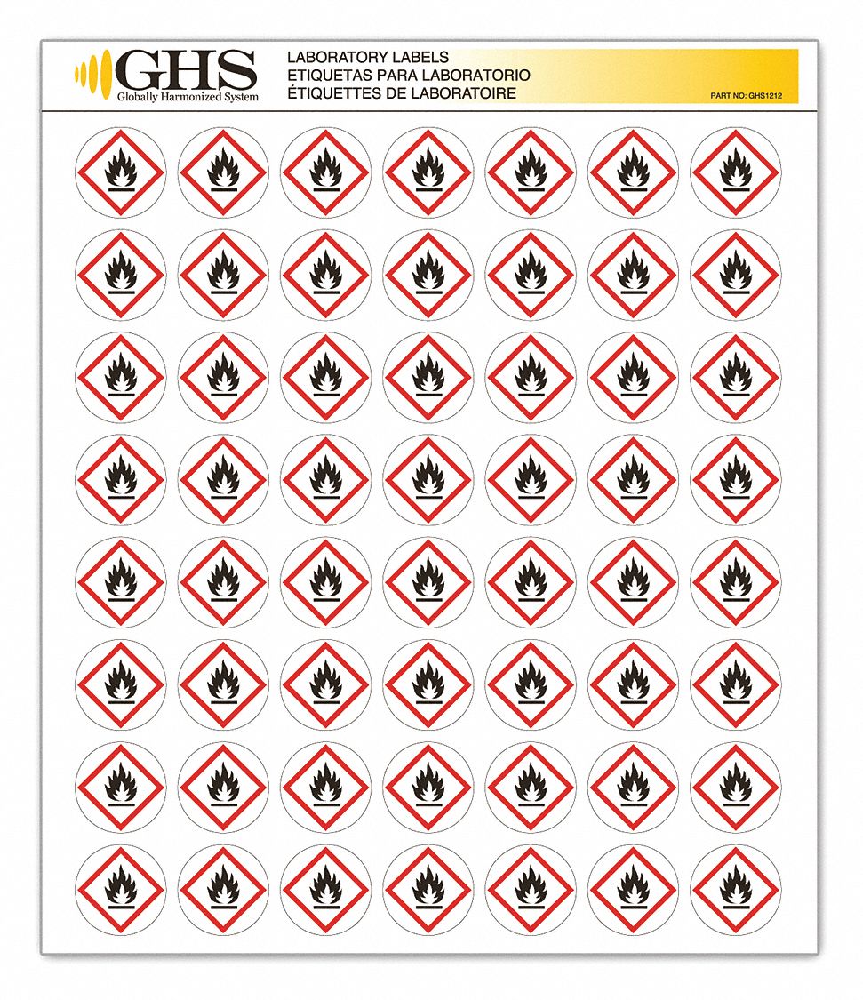 Flame Pictogram, 1 in Ht, Label - 10X342|GHS1212 - Grainger