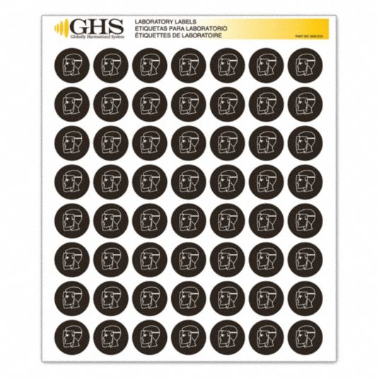 Face Shield Pictogram, 1 in Ht, Label - 10X349|GHS1219 - Grainger