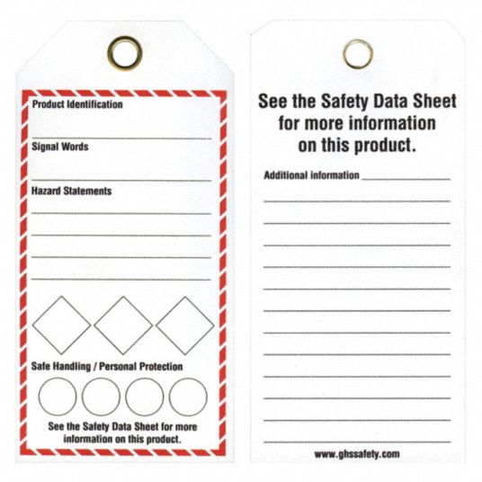Chemical, Gas or Hazardous Materials Tag, Synthetic, 6 inH x 3 inW ...