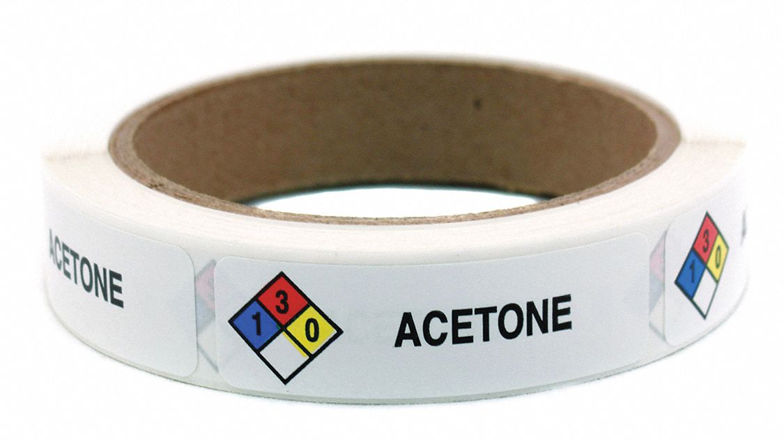 1 3 0 Acetone, Litho, Label - 10Y376|163-0003 - Grainger