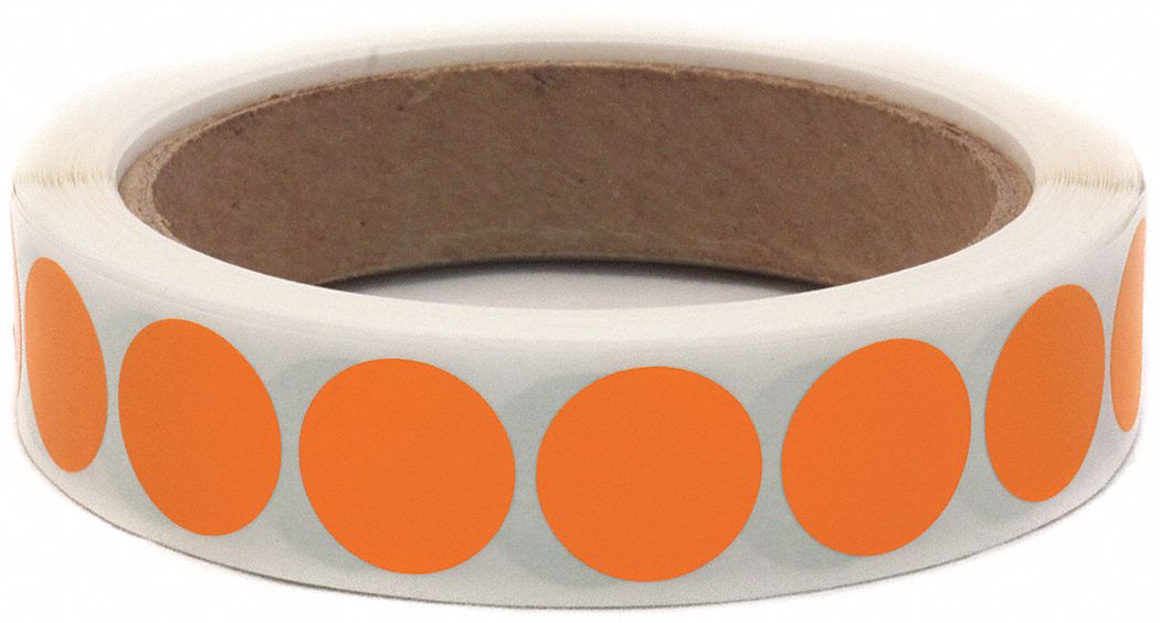 3/4 in Dia, Orange, Inventory Label - 10Y498|119-0003B - Grainger