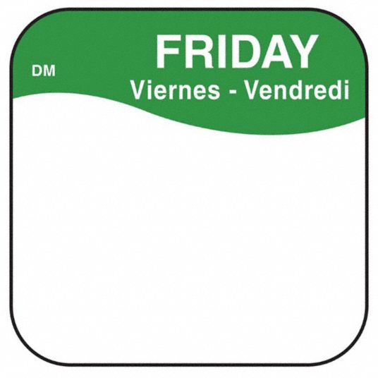 DAYMARK, Green, Friday, Food Safety Label - 800MY0|IT110037-5-FRI ...