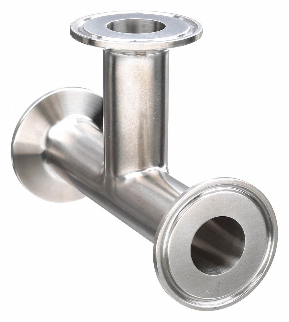 Tee, 2 in OD x 2 in OD x 2 in OD Size, Sanitary Tee Fitting - 11A386 ...