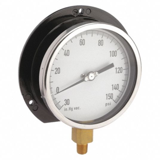 Back Flange, 0 psi to 150 psi, Panel-Mount Compound Gauge - 11A484 ...