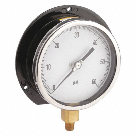 Back Flange, 0 psi to 60 psi, Panel-Mount Pressure Gauge - 11A486 ...