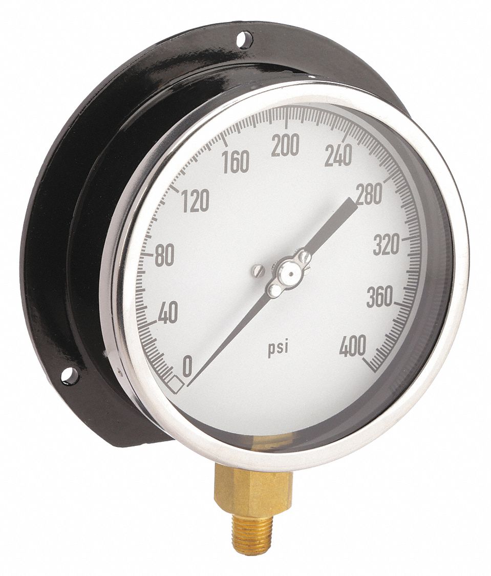 Back Flange, 0 psi 400 psi, Panel-Mount Pressure Gauge - 11A495|11A495 ...