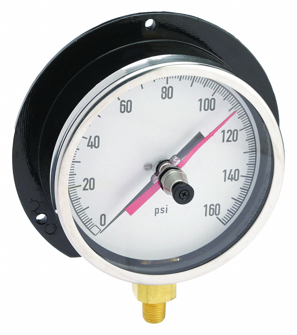 0 psi to 160 psi, 4 1/2 in Dial, Process Pressure Gauge - 11A499|11A499 - Grainger
