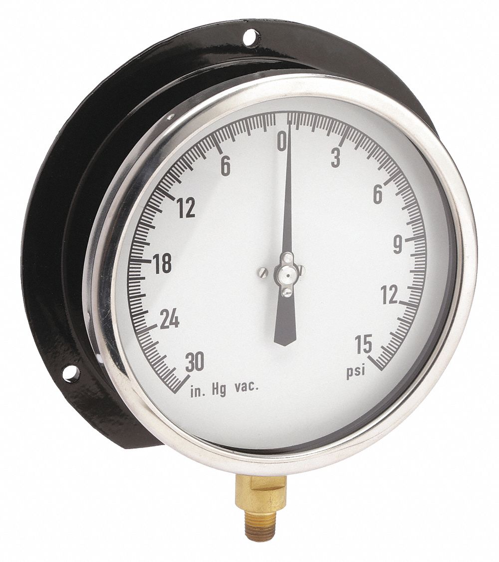 0 psi to 15 psi, 6 in Dial, Process Compound Gauge - 11A507|11A507 - Grainger