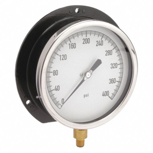 Back Flange, 0 psi to 400 psi, Panel-Mount Pressure Gauge - 11A520 ...