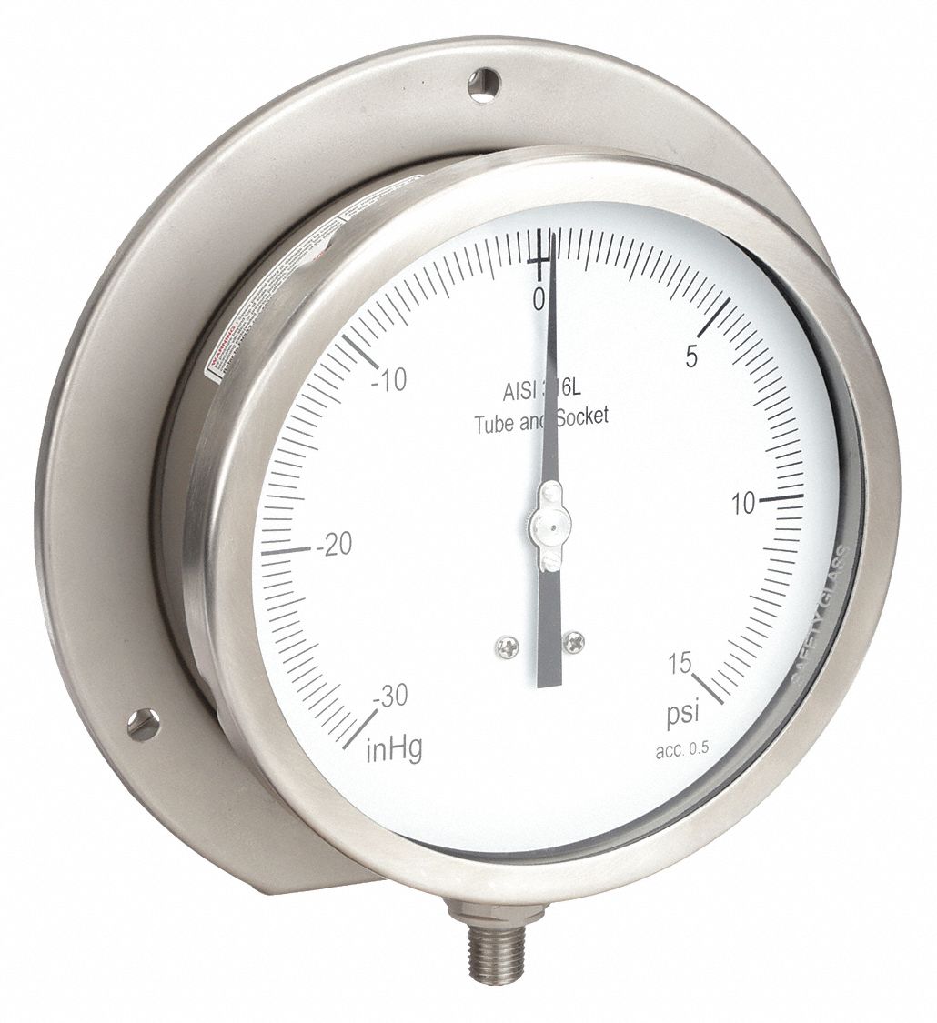 0 psi to 15 psi, 6 in Dial, Process Compound Gauge - 11A547|11A547 ...