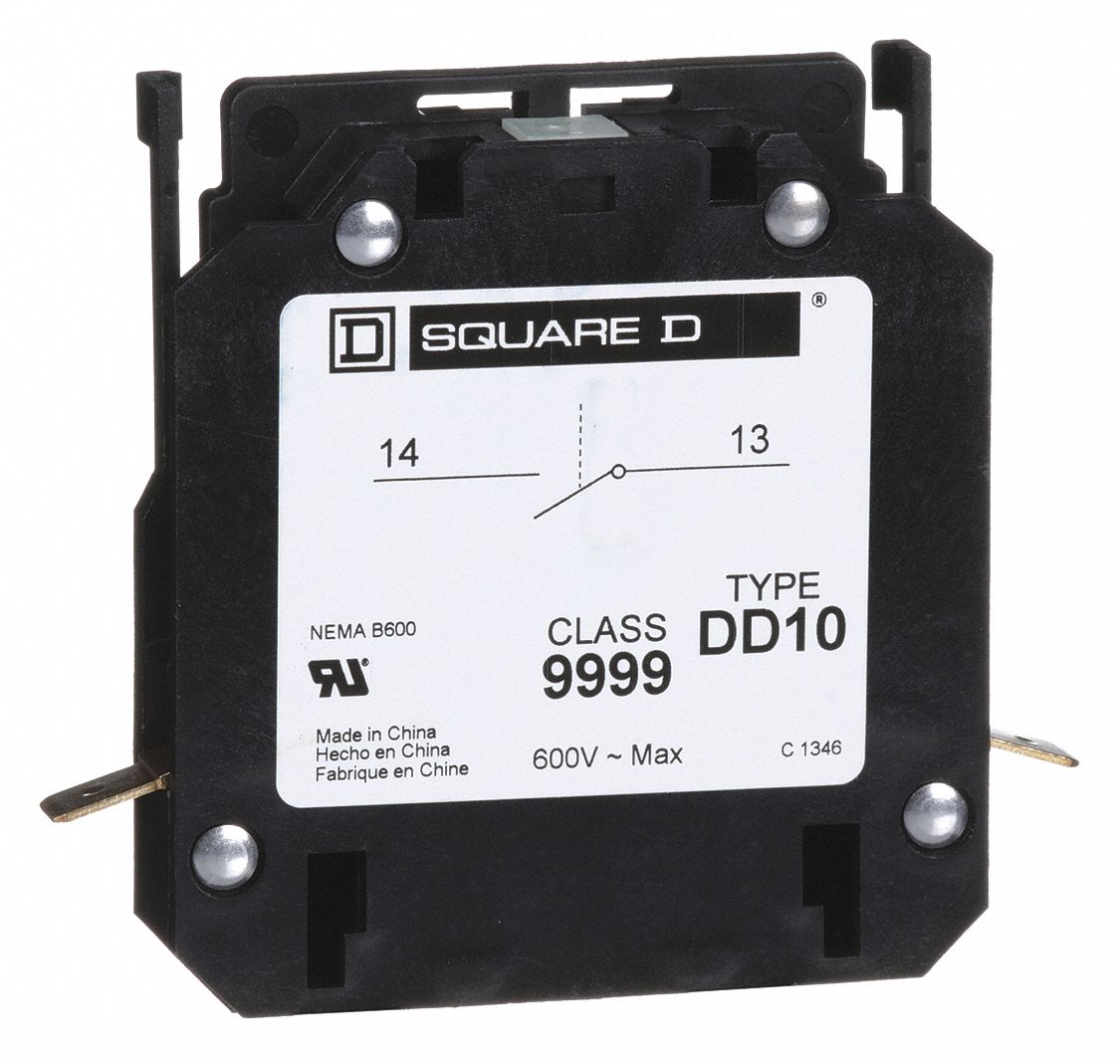 SQUARE D Auxiliary Contact, 10 A Amps, Instantaneous Type, Side ...