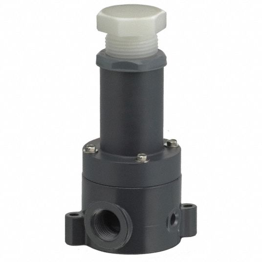 PLAST-O-MATIC, PVC, FNPT, Adjustable Back Pressure Relief Valve ...