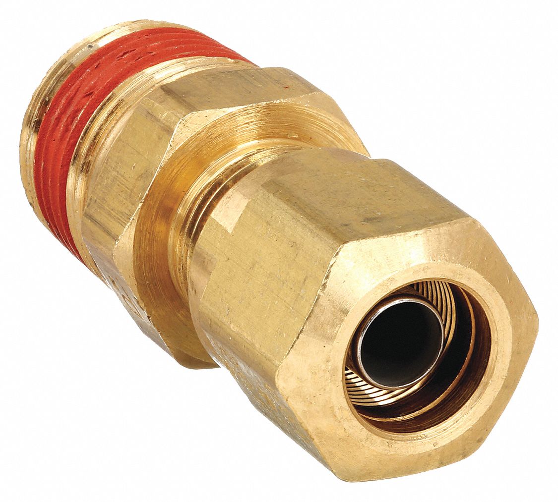 PARKER, 1/2 in OD x 1/2 in Pipe Fitting Size, Compression x MNPT, Compression Fitting Adapter ...