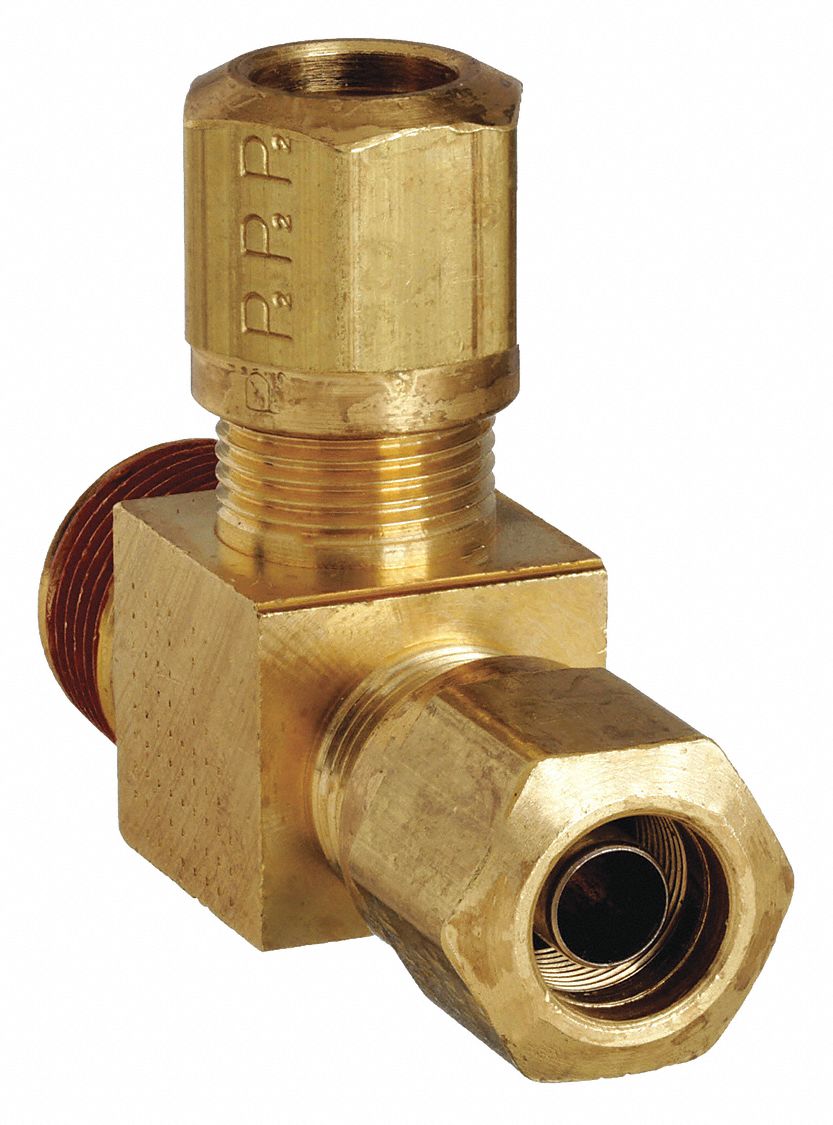 PARKER, 1/2 in OD x 1/2 in Pipe x 1/2 in OD Fitting Size, Brass, Compression Tee Fitting ...