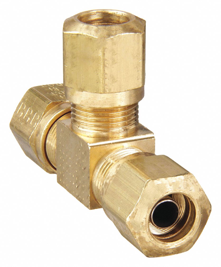 PARKER, 5/8 in OD x 5/8 in OD x 5/8 in OD Fitting Size, Brass, Compression Tee Fitting - 11G346 ...