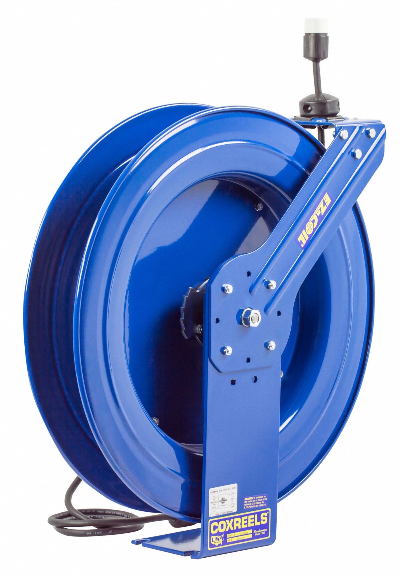 COXREELS Retractable Cord Reel, 120V AC, Single Industrial Connector ...