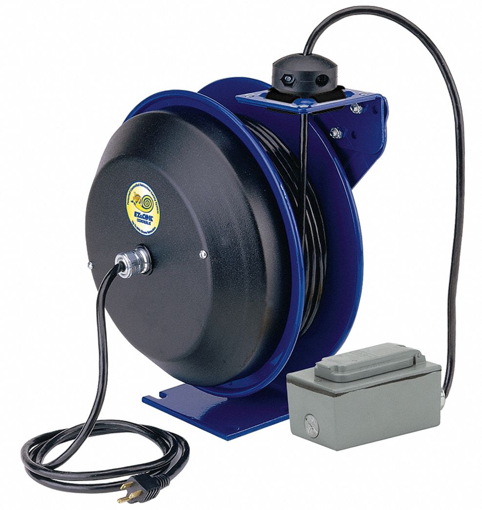 COXREELS Retractable Cord Reel, 120VAC, Duplex GFCI Box Receptacle, 50 ...