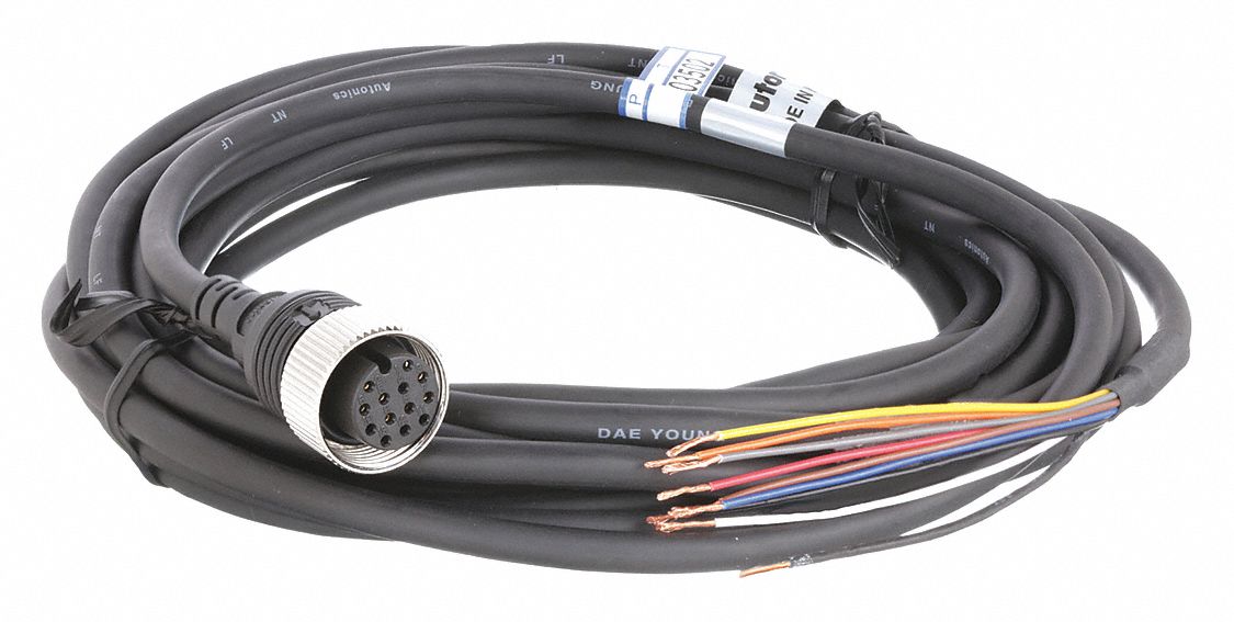 M17 Female Straight x Bare Wire, 9 Pins, Extension Cordset - 11M940 ...