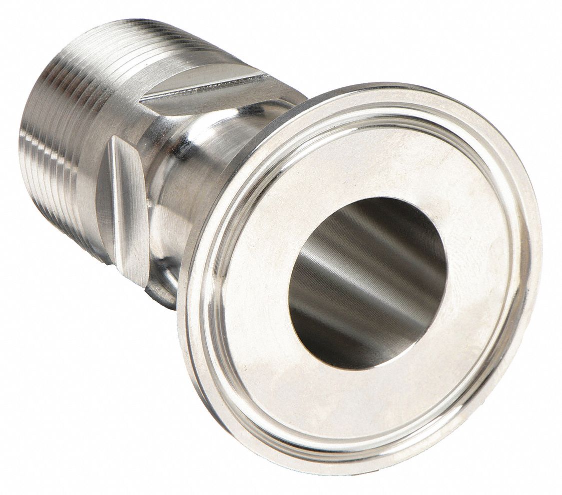 1 in OD x 1 in OD Size, Clamp/Threaded, Sanitary Fitting Adapter ...