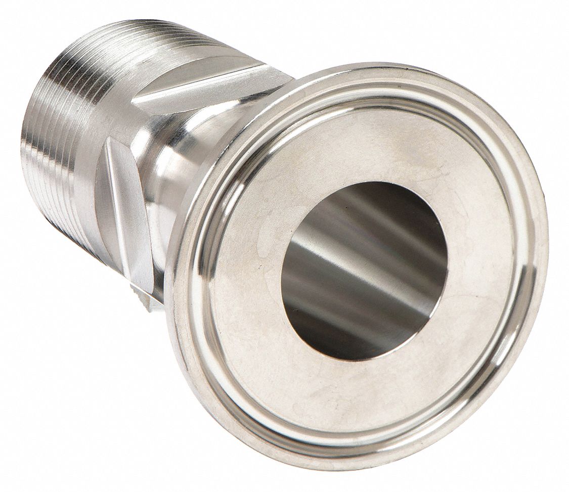 1 in OD x 1 in OD Size, Clamp/Threaded, Sanitary Fitting Adapter ...