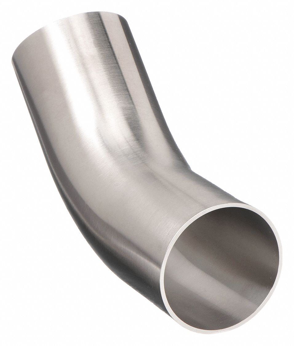 45° Elbow, 2 in OD x 2 in OD Size, Sanitary Fitting Elbow - 11R158 ...