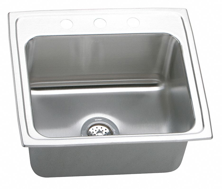 22 in x 19 1/2 in x 10 1/8 in Drop-In Sink with Faucet Ledge with 18 in ...