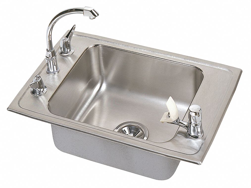 25 in x 17 in x 7 5/8 in Drop-In Classroom Sink Package with 16 in x 13 ...